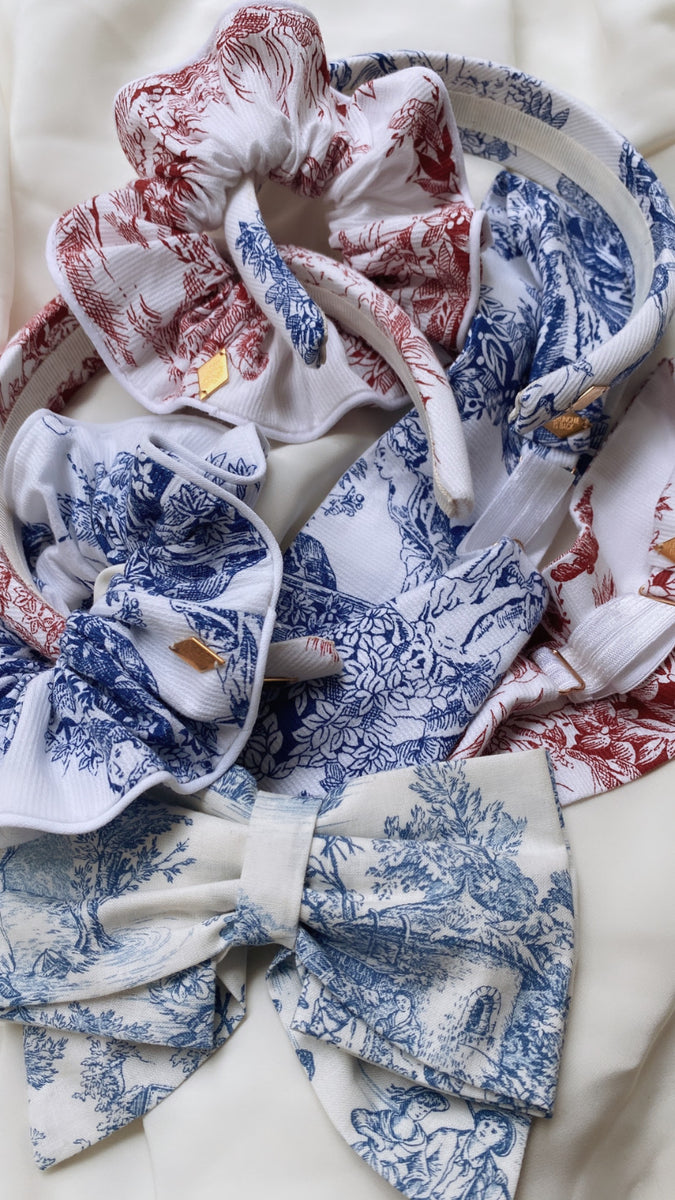 Bandeau toile de jouy - bleu – Scrunchie is back
