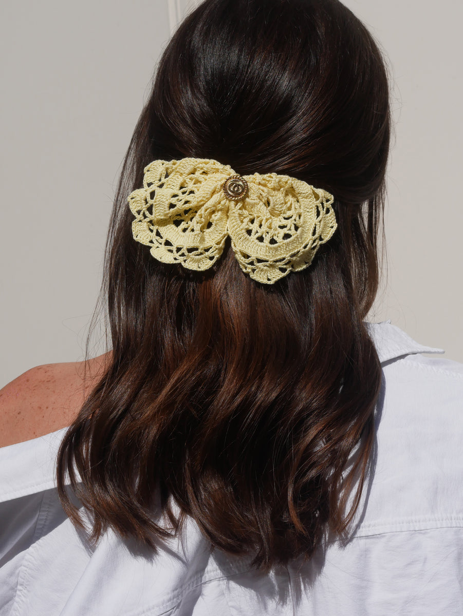Noeud crochet jaune - Gisèle – Scrunchie is back